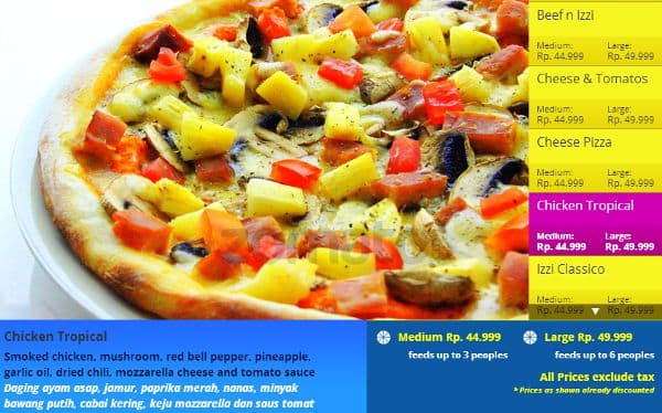 Menu at Izzi Pizza restaurant, South Tangerang, Ruko kebayoran bintaro