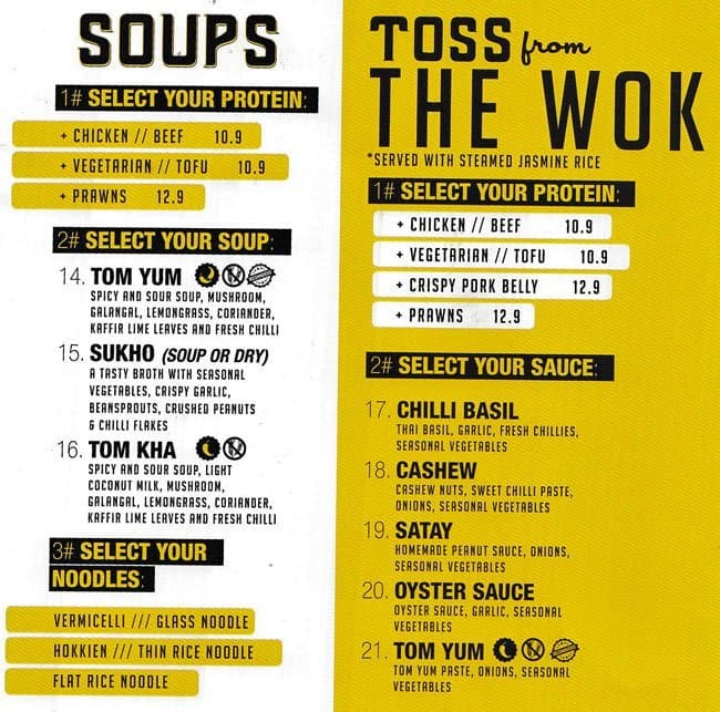 Menu at Thailander restaurant, Melbourne, 287 Lonsdale St