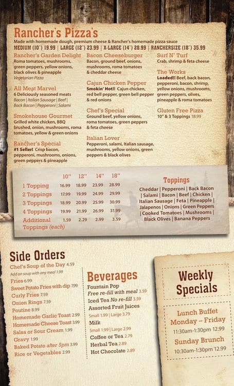 Menu at Ranchers Sports Bar & Grill, Hinton