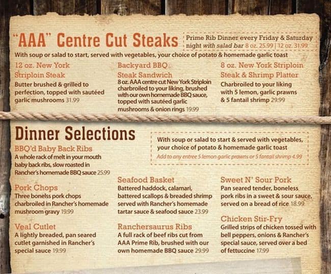 Menu at Ranchers Sports Bar & Grill, Hinton