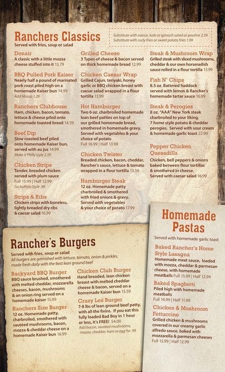 Menu at Ranchers Sports Bar & Grill, Hinton