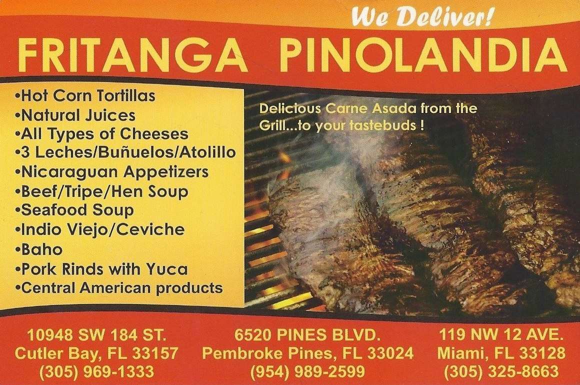 Menu at Pinolandia Fritanga restaurant, Miami