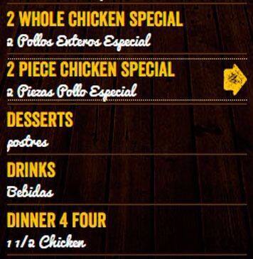 Menu at Pollo Regio restaurant, Dallas, Buckner Blvd