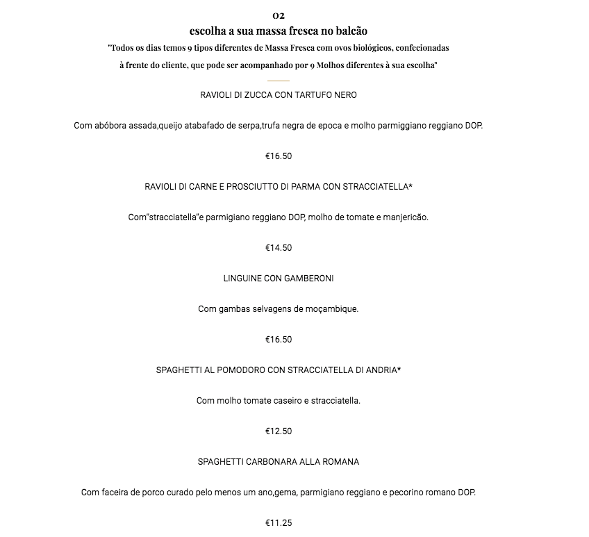 Menu em Il Mercato Páteo Bagatela restaurante, Lisboa