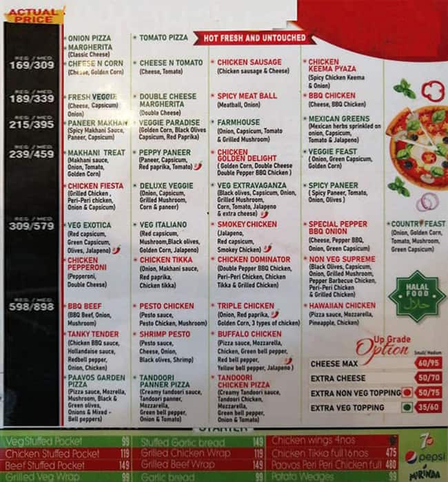 Menu of Paavo's Pizza & Grill, Ayyanthole, Thrissur