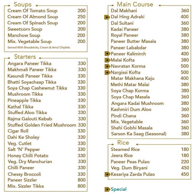 Menu of Hing Tadka, DLF Phase 1, Gurgaon