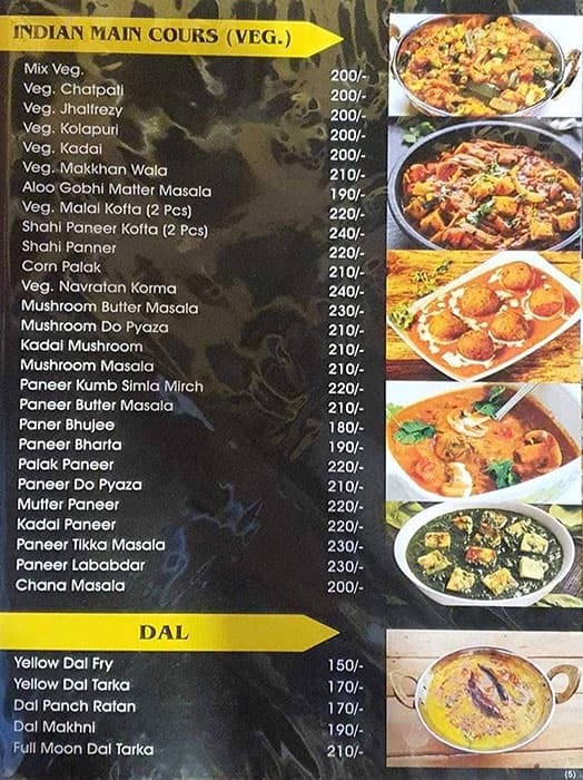 Menu of Full Moon Multi Cuisine Restaurant Cafe & Hotel, Rajendra Nagar ...