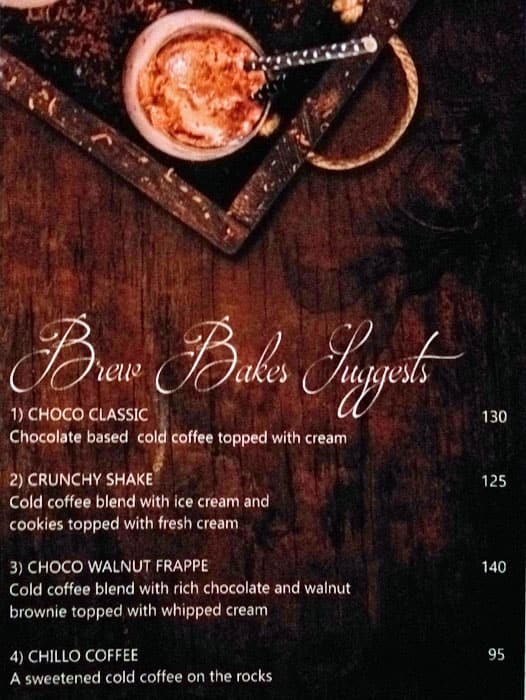 Menu at Brewbakes Iter, Bhubaneswar