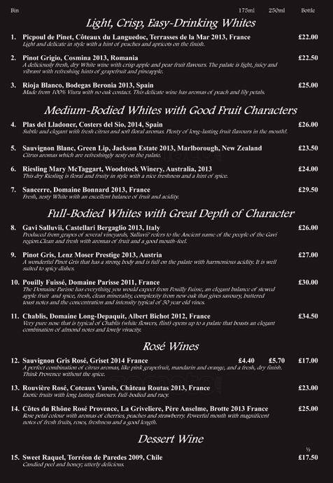 Menu at The Doric pub & bar, Edinburgh, 15-16 Market St