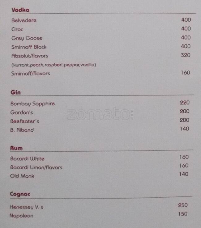 Menu at Vibe Lounge, Pune, 1st Floor 182 Baner Road