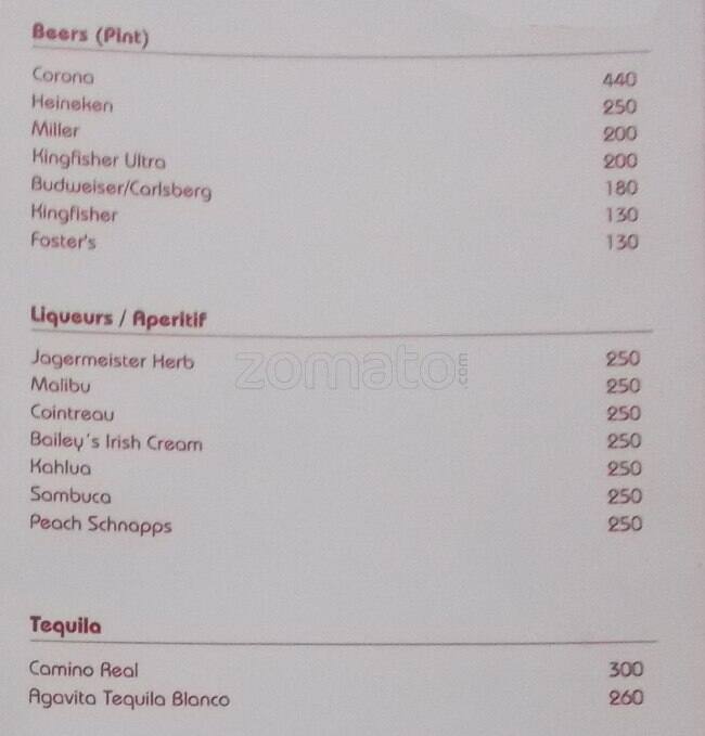 Menu at Vibe Lounge, Pune, 1st Floor 182 Baner Road