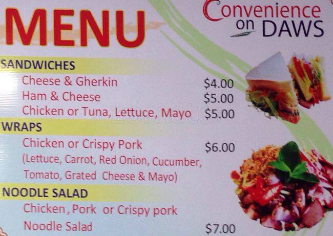 Menu at Convenience on Daws restaurant, Melrose Park