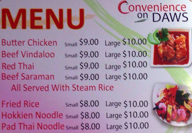 Menu at Convenience on Daws restaurant, Melrose Park