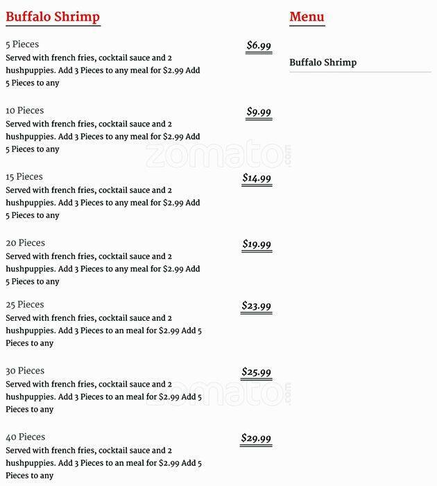 Menu at Tjs Catfish & Wings & BBQ, Arlington