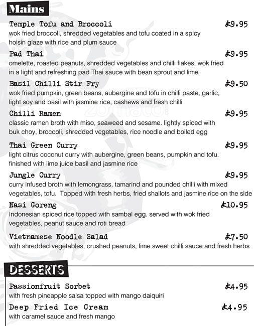 Menu at Bar Soba, Leeds, 9a Merrion St