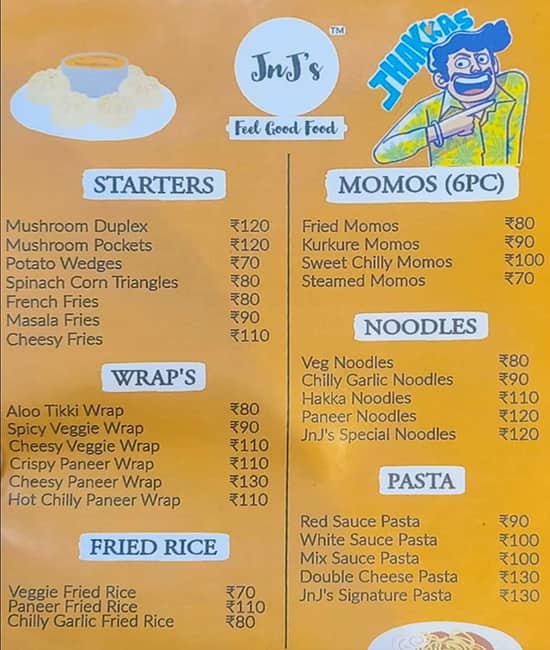 Menu of JnJ's, Sector 10, Panchkula