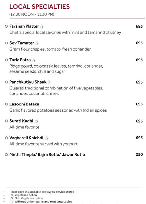 Menu at Table 101 - Surat Marriott Hotel, Surat