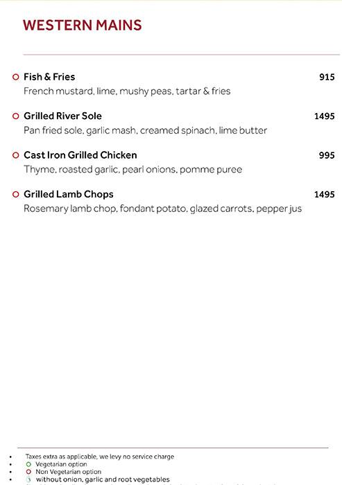 Menu at Table 101 - Surat Marriott Hotel, Surat