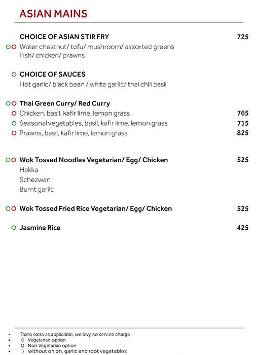 Menu at Table 101 - Surat Marriott Hotel, Surat