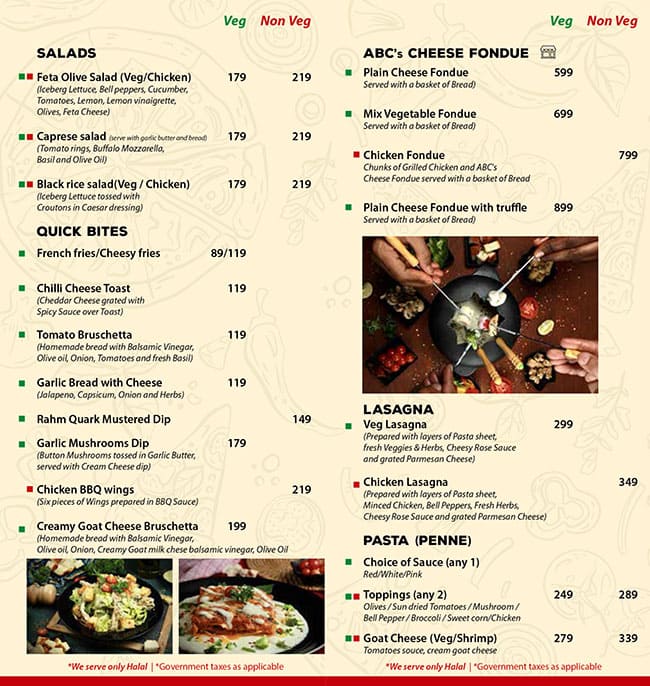Menu at Pizza Cafe (ABC Farms), Pune, Salunke Vihar Rd