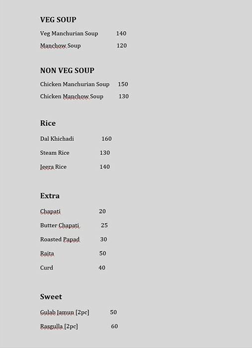 Menu of Kawate Mess, Balewadi, Pune