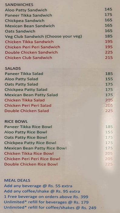 Menu of Mello's, Sector 76, Noida