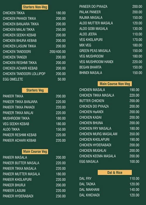 Menu of Vaani's Kitchen, Kandivali West, Mumbai