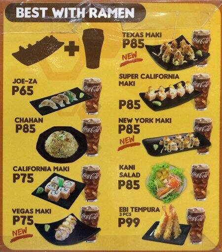 Menu at Tokyo Joe restaurant, Las Pinas, Robinsons Place