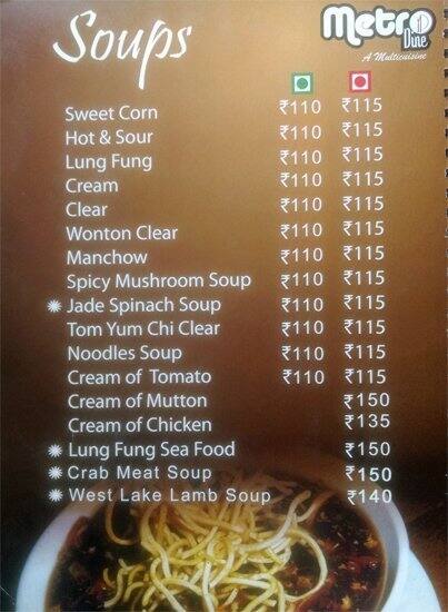 Menu at METRO DINE, Chennai, 115