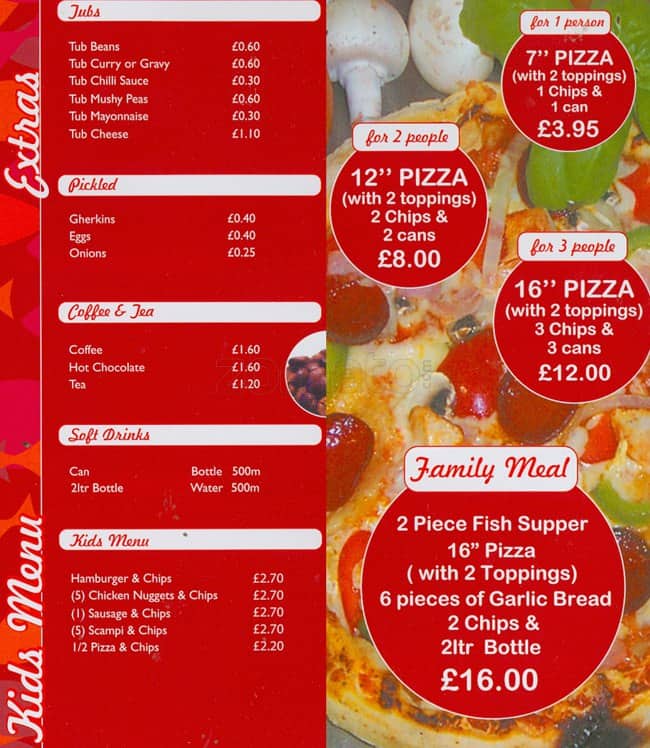 Menu at Best Chippy restaurant, Glasgow