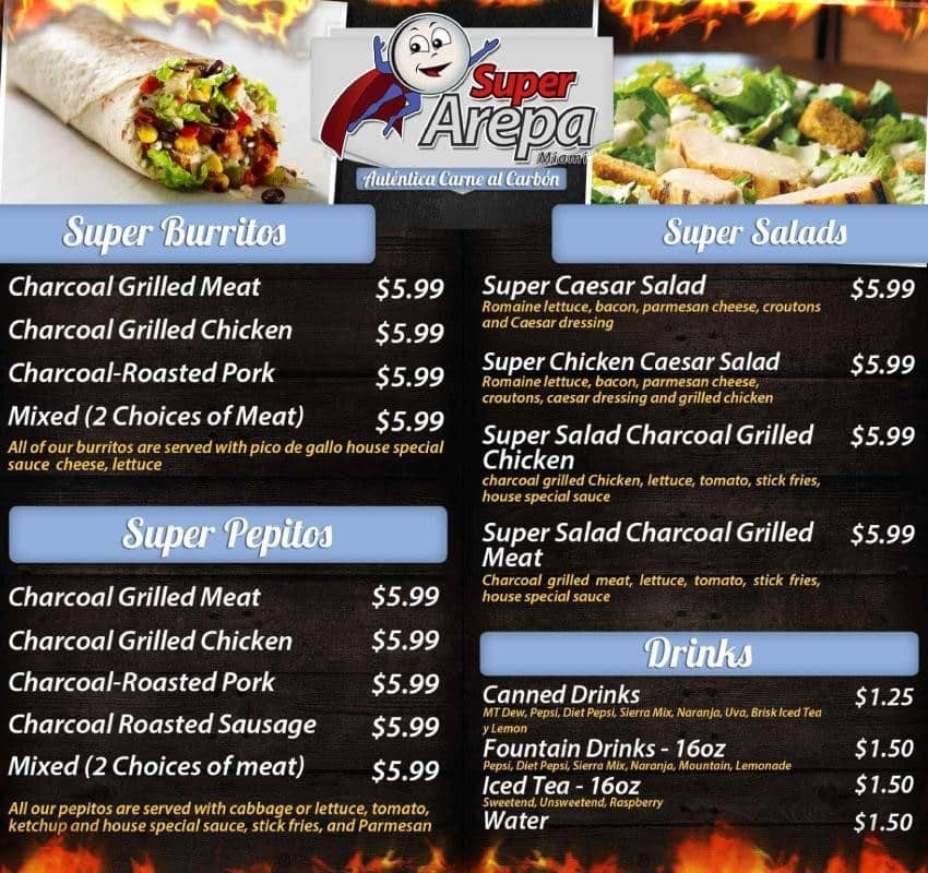 Menu at Super Arepa - Pembroke Pines fast food, Pembroke Pines, Pines Blvd