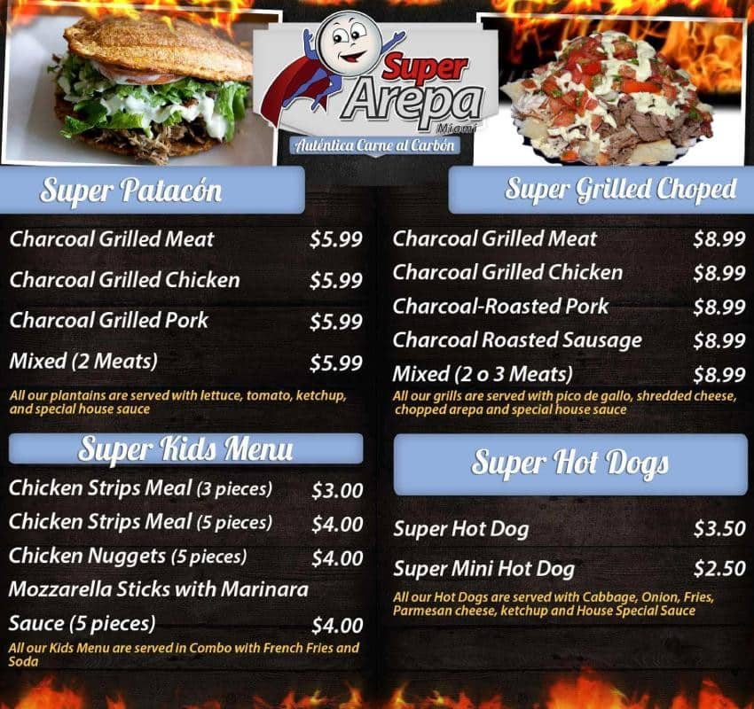 Menu at Super Arepa - Pembroke Pines fast food, Pembroke Pines, Pines Blvd