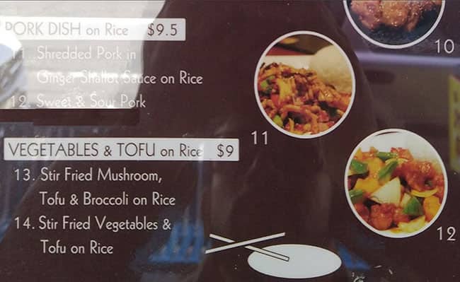 Menu at Dumpling Workshop restaurant, Carnegie