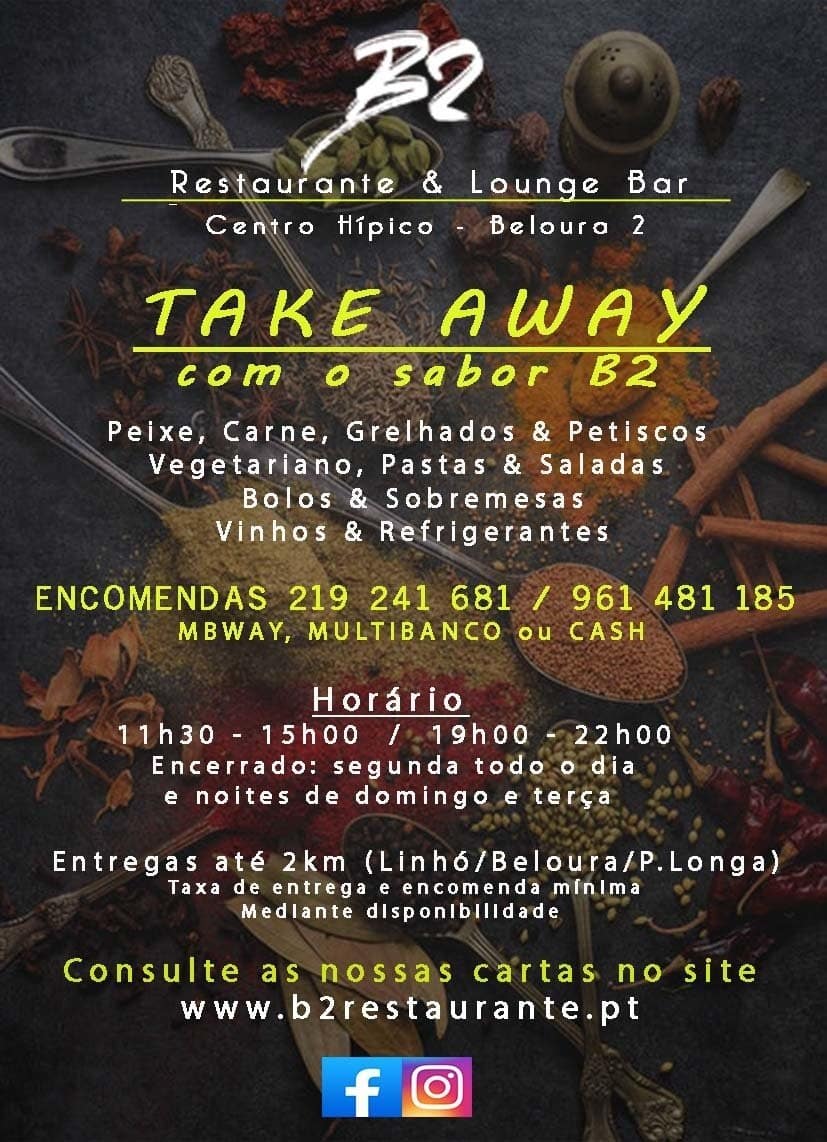 Menu at B2 restaurant, Sintra