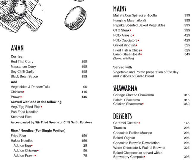 Menu at Cooling Tower Cafe, Mumbai, NIRLON KNOWLEDGE PARK
