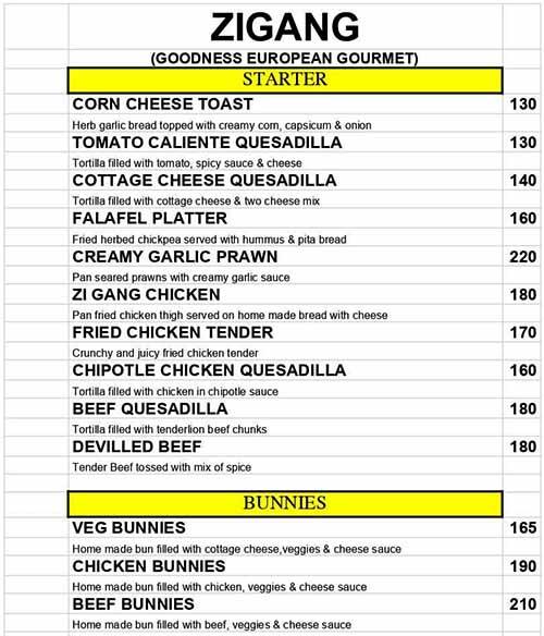 Menu of Zi Gang, Anna Nagar West, Chennai