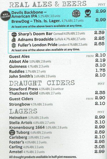 Menu at Colley Rowe Inn - JD Wetherspoon pub & bar, Romford