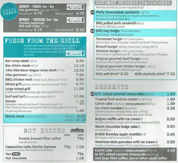 Menu at Colley Rowe Inn - JD Wetherspoon pub & bar, Romford