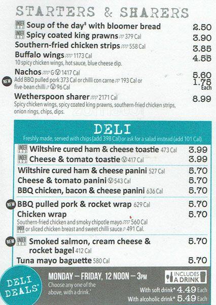 Menu at Colley Rowe Inn - JD Wetherspoon pub & bar, Romford