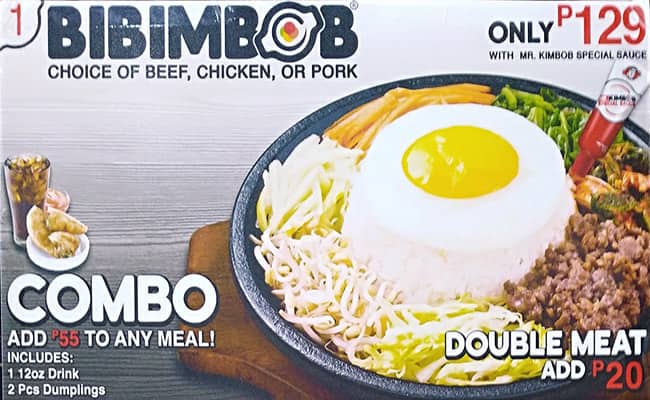 Menu at Mr. Kimbob restaurant, Antipolo