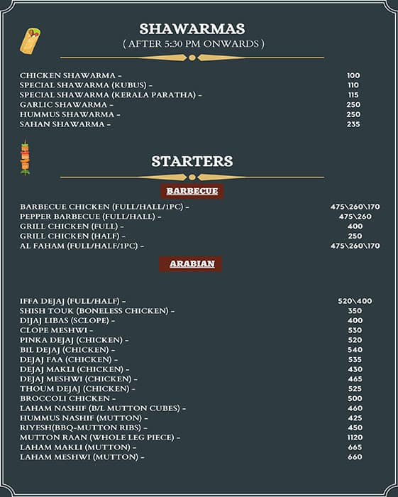 Menu at Savoury Seashell, Chennai, Ali Towers