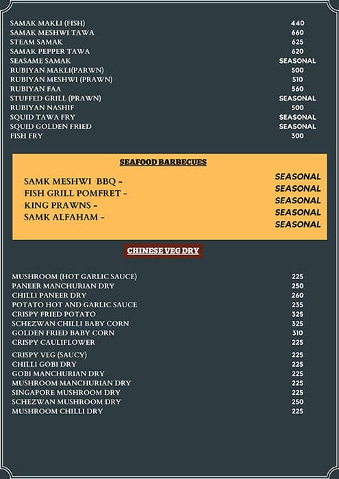 Menu at Savoury Seashell, Chennai, Ali Towers