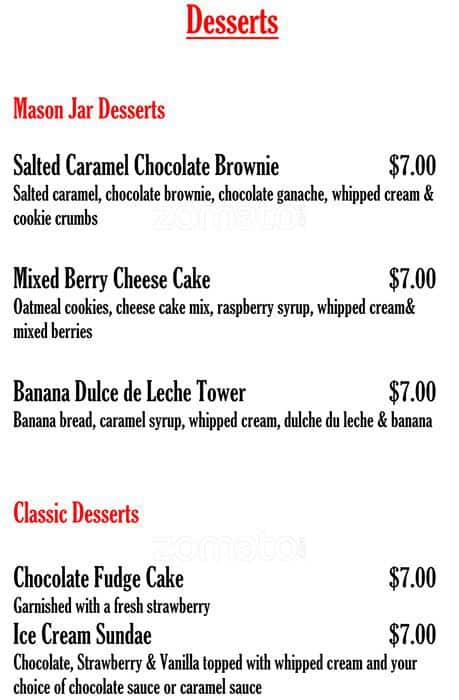 Menu at Thompson Diner pub & bar, Toronto, 51 Bathurst Street