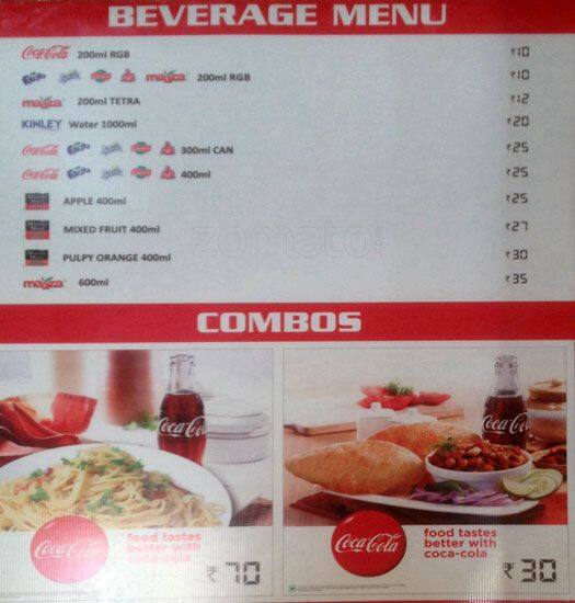 Menu at New Minar Cafe, Hyderabad