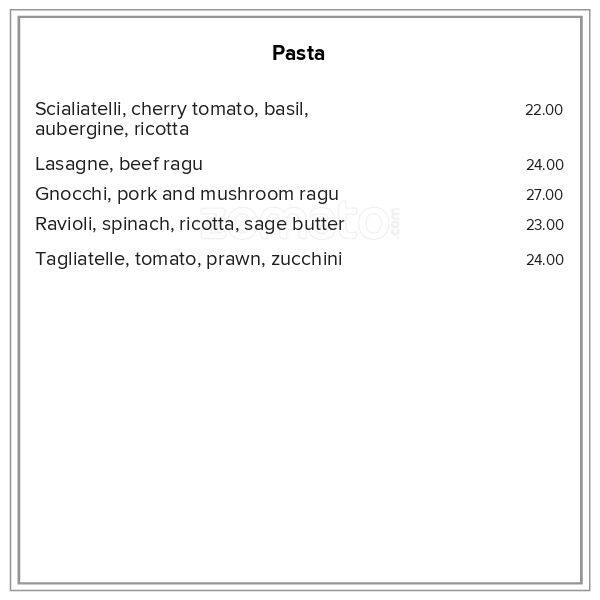 Menu at Esplanade Restaurant, Dunedin