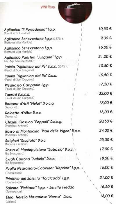 Menu da Il Pomodorino pizzeria, Milano, Via Friuli