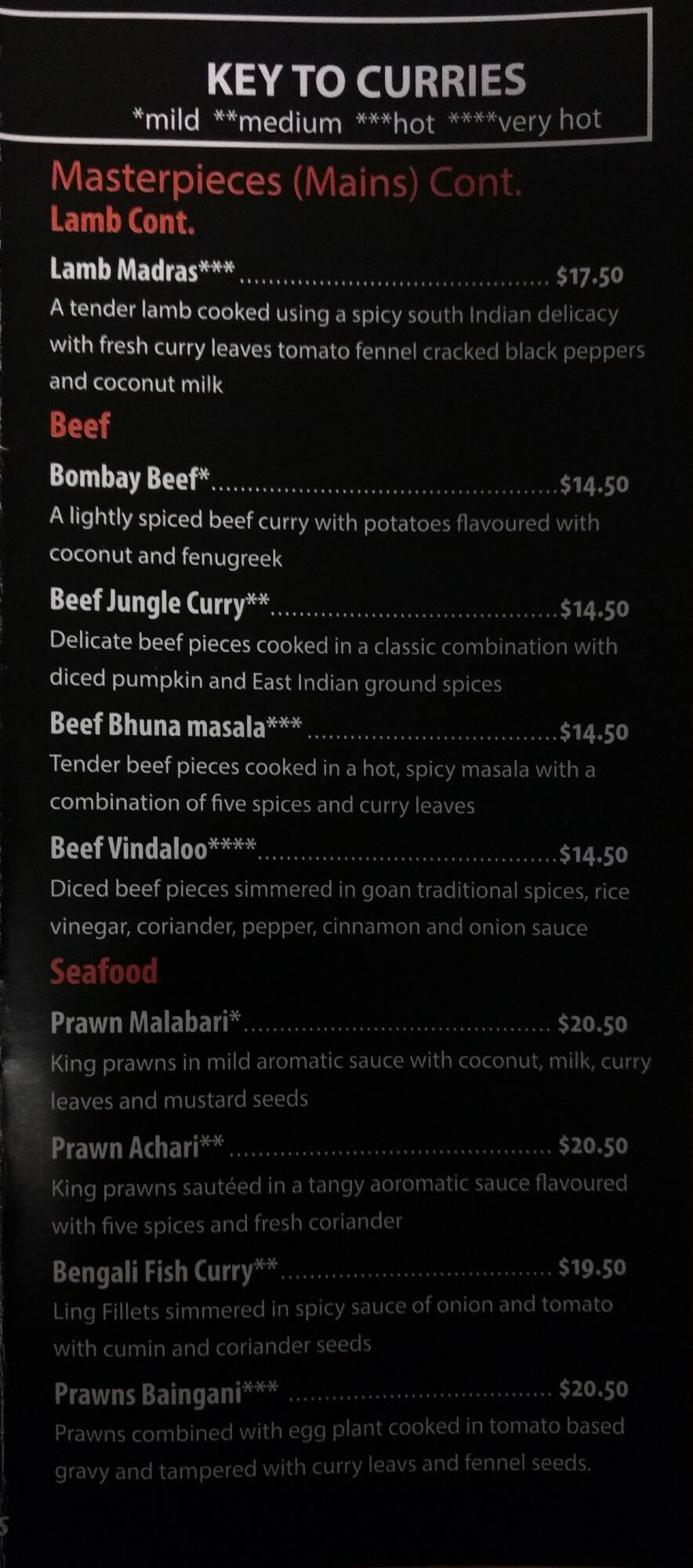 Menu at Jai Ho Indian Turramurra restaurant, Turramurra