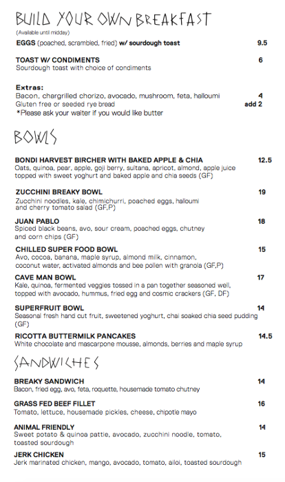 Bondi Harvest Menu, Menu for Bondi Harvest, Bondi Junction, Sydney ...
