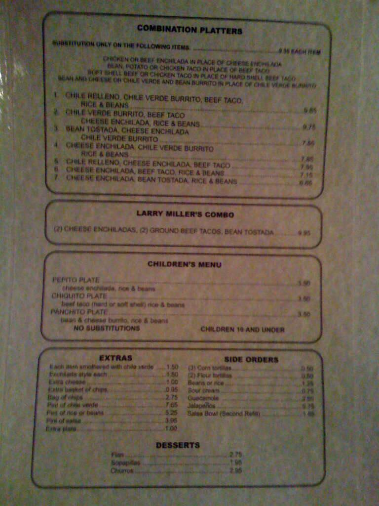 Menu at Restaurant Morelia, Salt Lake City
