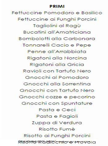 Menu da Trattoria Ai Due Ponti ristorante, Roma